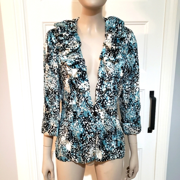 Alex Evenings | Tops | Alex Evenings Ruffle Top Women S Silver Thread ...